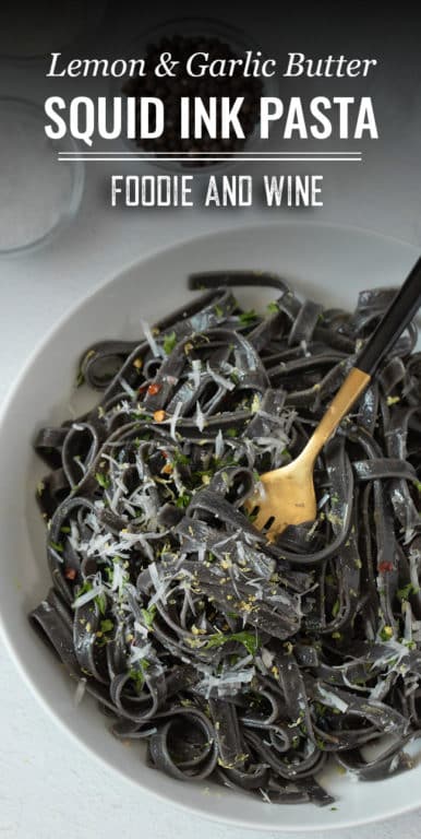 Squid Ink Pasta With Lemon Garlic Butter Sauce