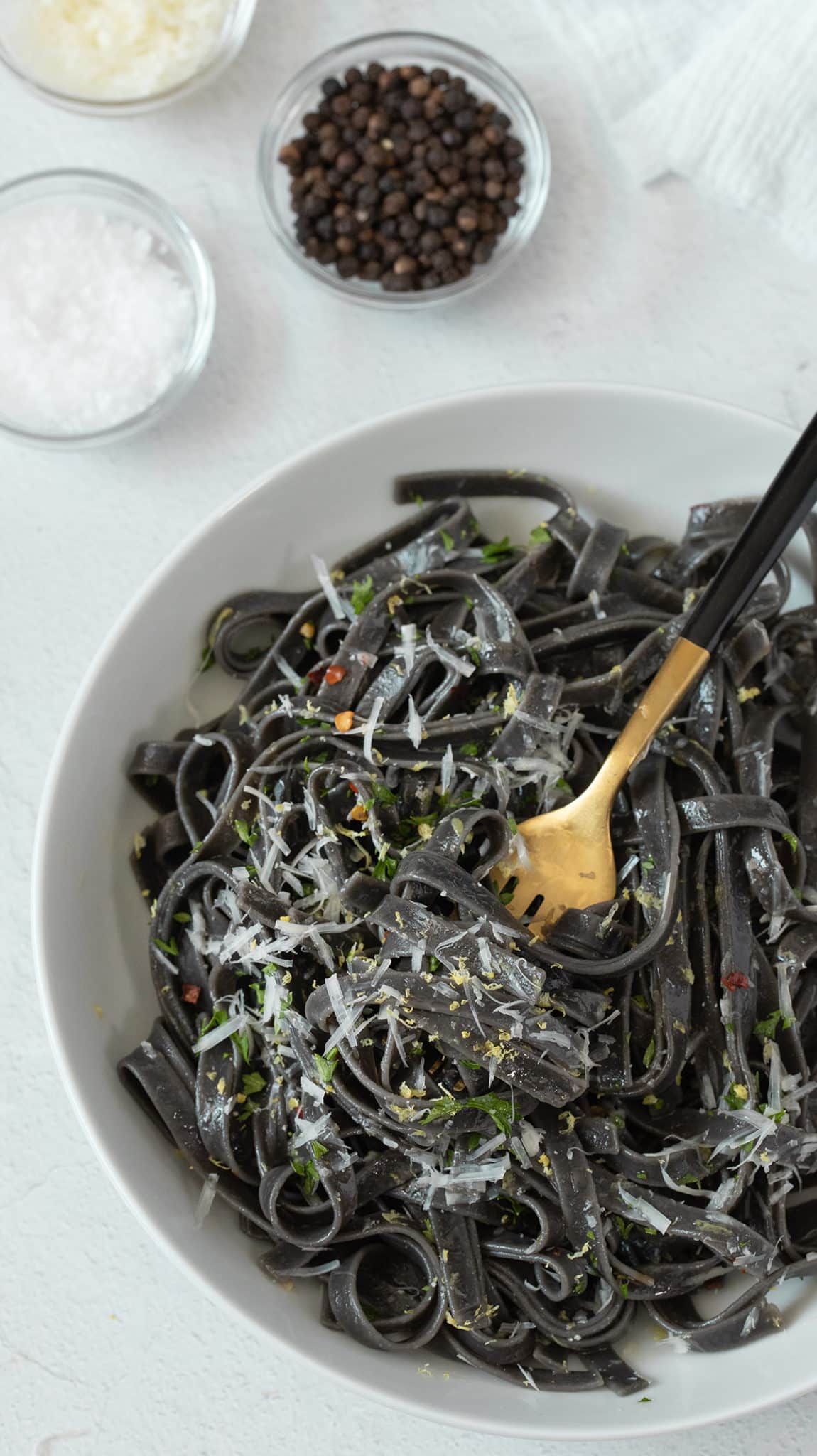 Squid Ink Pasta With Lemon Garlic Butter Sauce