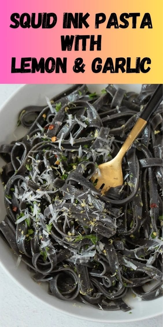 Squid Ink Pasta With Lemon Garlic Butter Sauce