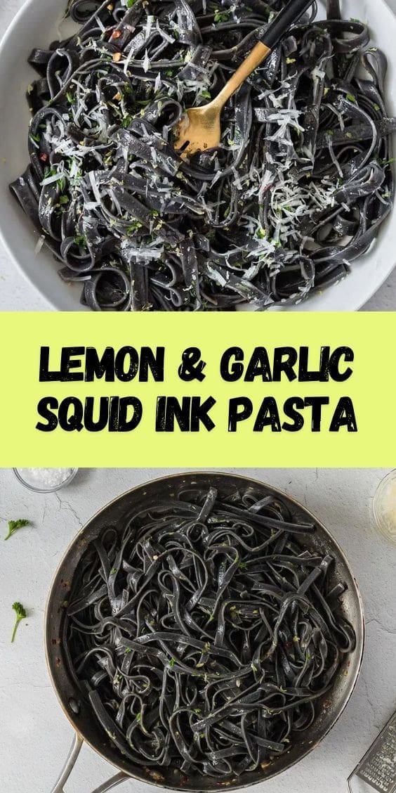 Squid Ink Pasta With Lemon Garlic Butter Sauce