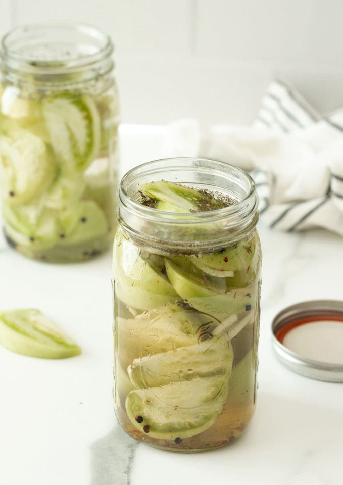 Pickled Green Tomatoes In 10 Minutes