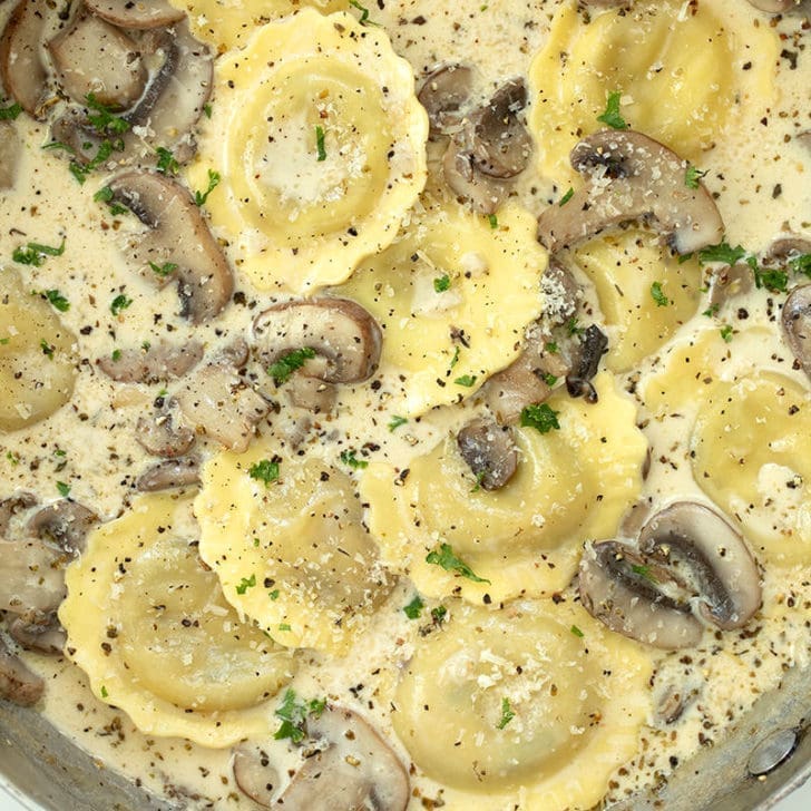 Mushroom Ravioli with Mushroom Cream Sauce